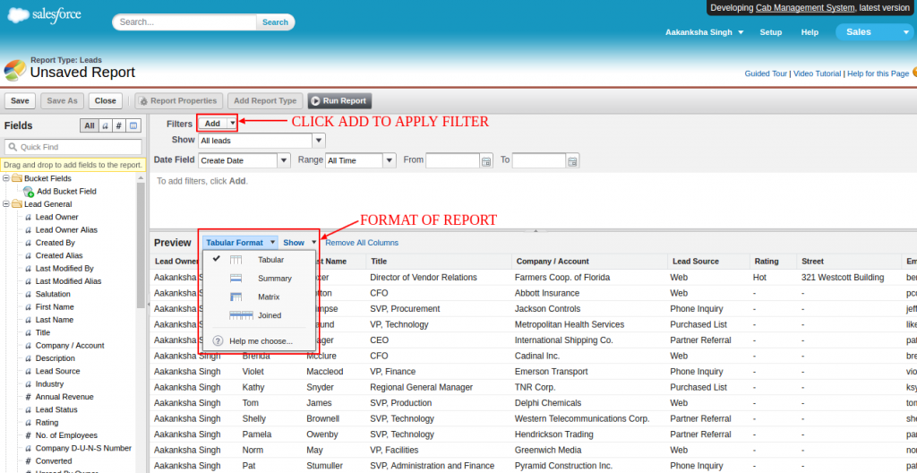 How to use the Report Builder in salesforce classic